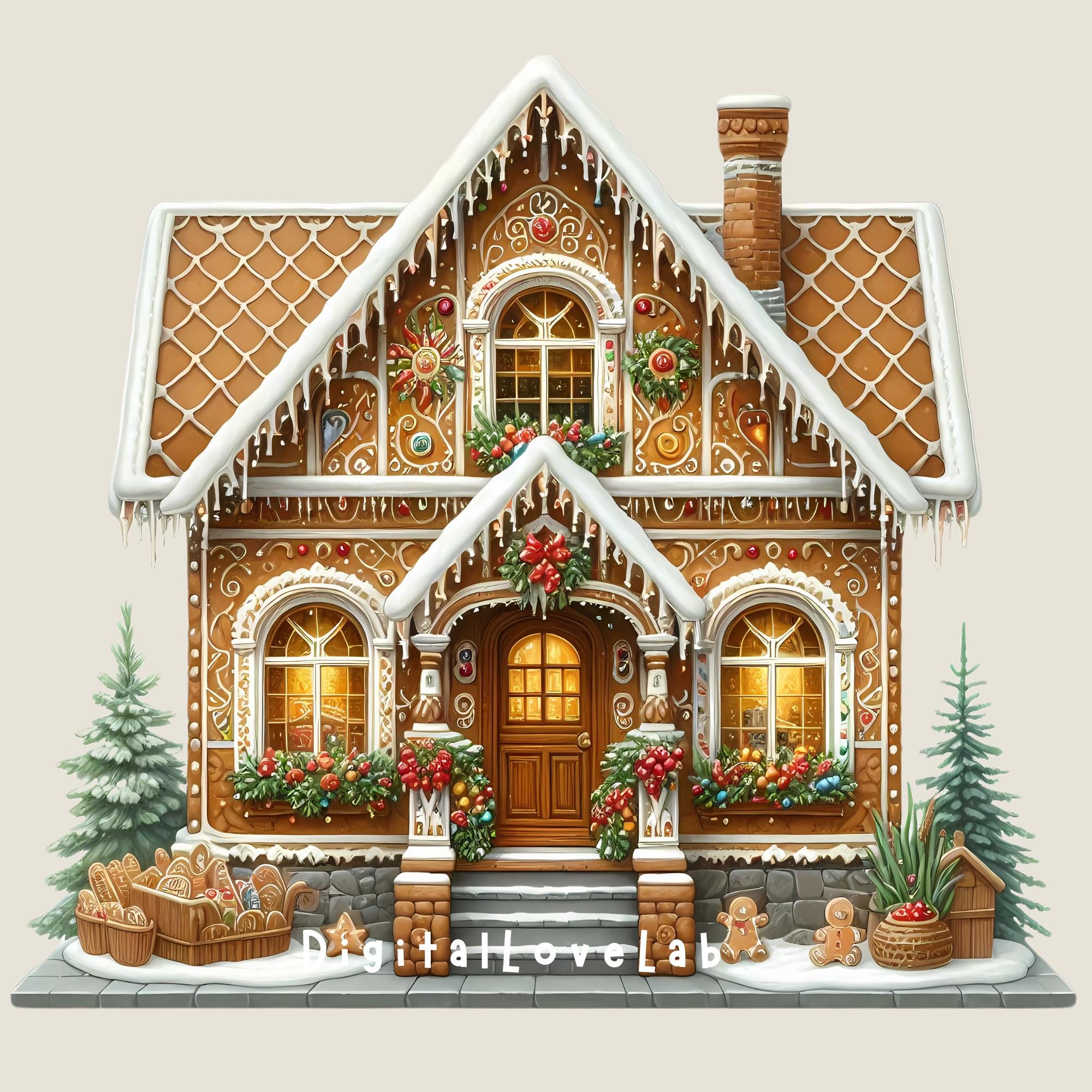 Gingerbread House Clipart Set of 10 Clipart PNG Christmas Cookie ...