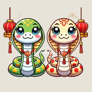 Chinese New Year Clipart, Set of 10 Year of the Snake PNG Clipart ...