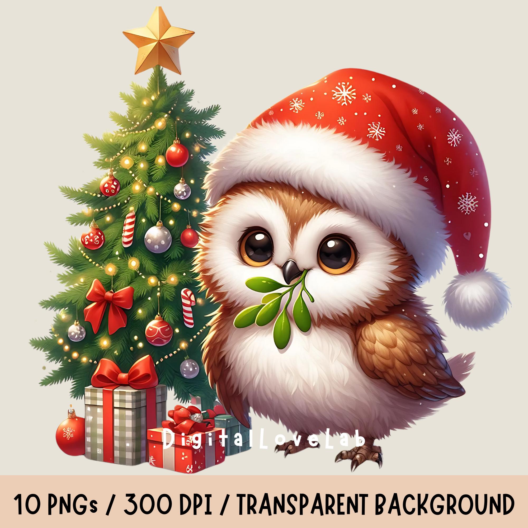 Christmas Owl Clipart PNG Set of 10 Christmas Art, Journaling ...