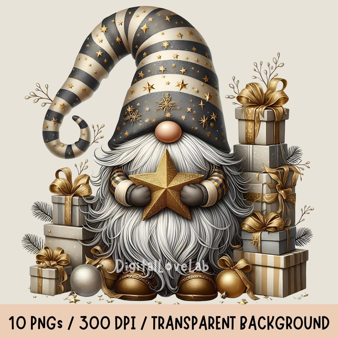 Christmas Gnome Clipart, Set of 10 PNG Cliparts, Christmas Clipart ...