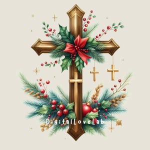 Christmas Cross Clipart Set of 10 Christmas Cross PNG Clipart Christmas ...