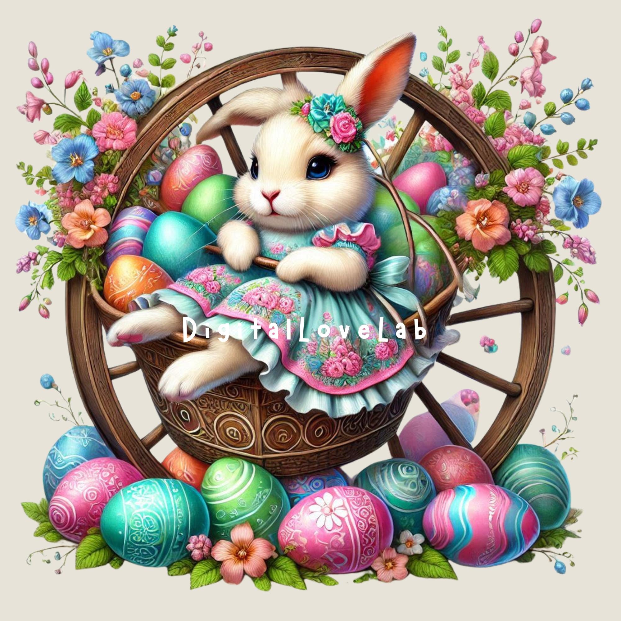 Easter Bunny Clipart Set of 10 PNG, Easter Egg Clipart, Easter Clipart ...