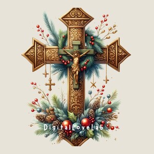 Christmas Cross Clipart Set of 10 Christmas Cross PNG Clipart Christmas ...