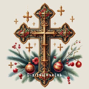 Christmas Cross Clipart Set of 10 Christmas Cross PNG Clipart Christmas ...