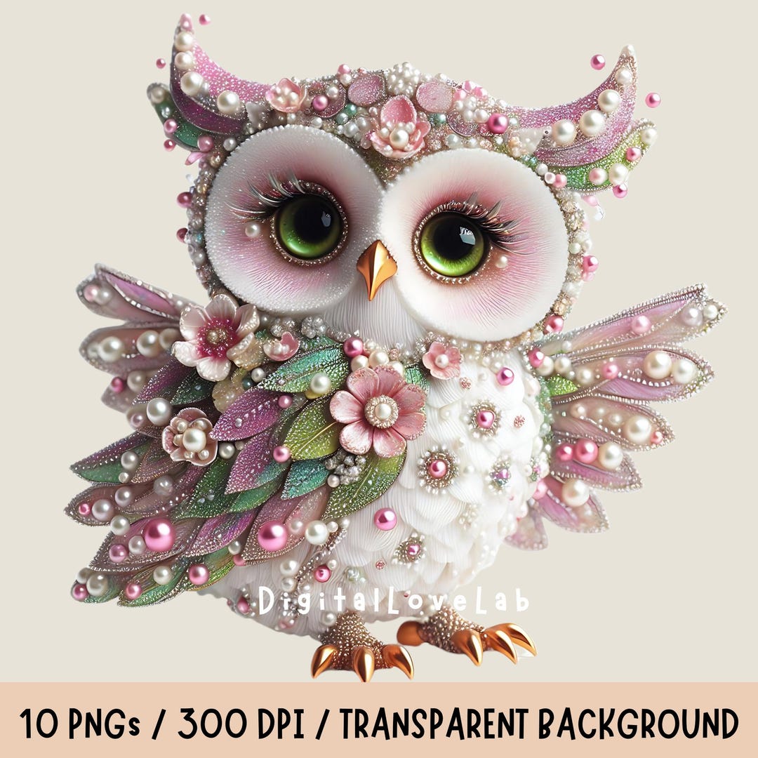 Whimsical Owl Clipart PNG Set of 10 Clipart PNG Animal Png Colorful Owl ...