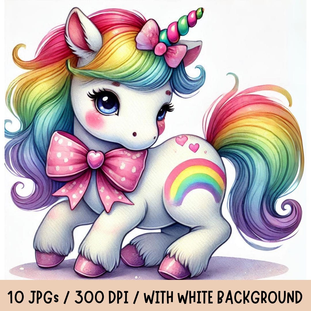 Rainbow Unicorn Clipart Set of 10 JPG Unicorn Images, Magic Unicorn ...