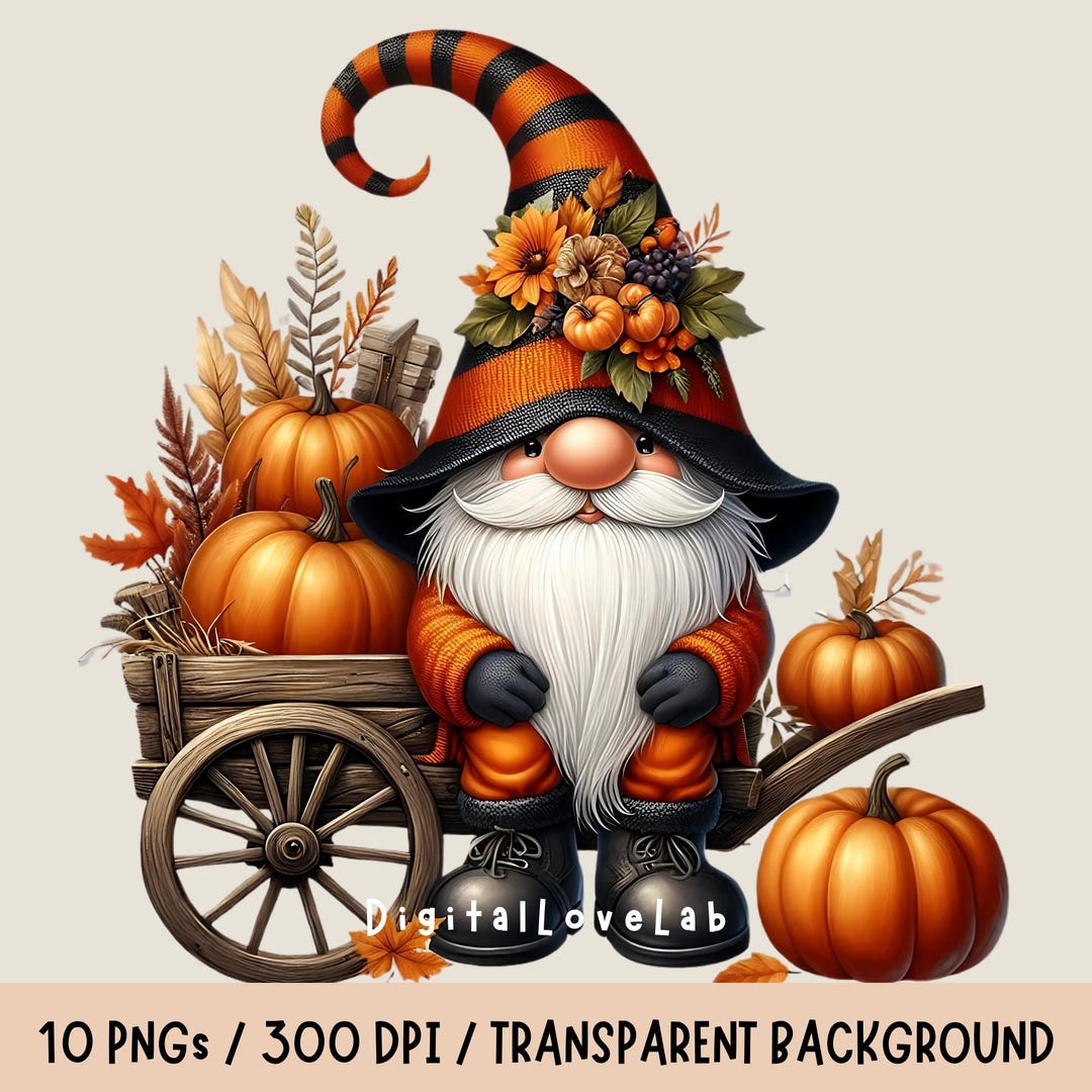 Fall Gnome Clipart Set of 10 Clipart PNG Gnome Clipart Png Autumn ...