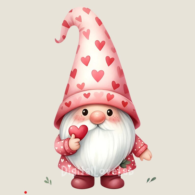 Valentine Gnomes Clipart Set of 10 Clipart PNG Valentines Clipart ...