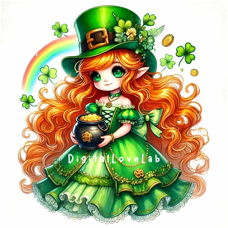 Saint Patrick's Day Clipart Set of 10 JPG Leprechaun Princess, St ...