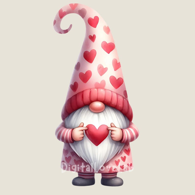 Valentine Gnomes Clipart Set of 10 Clipart PNG Valentines Clipart ...
