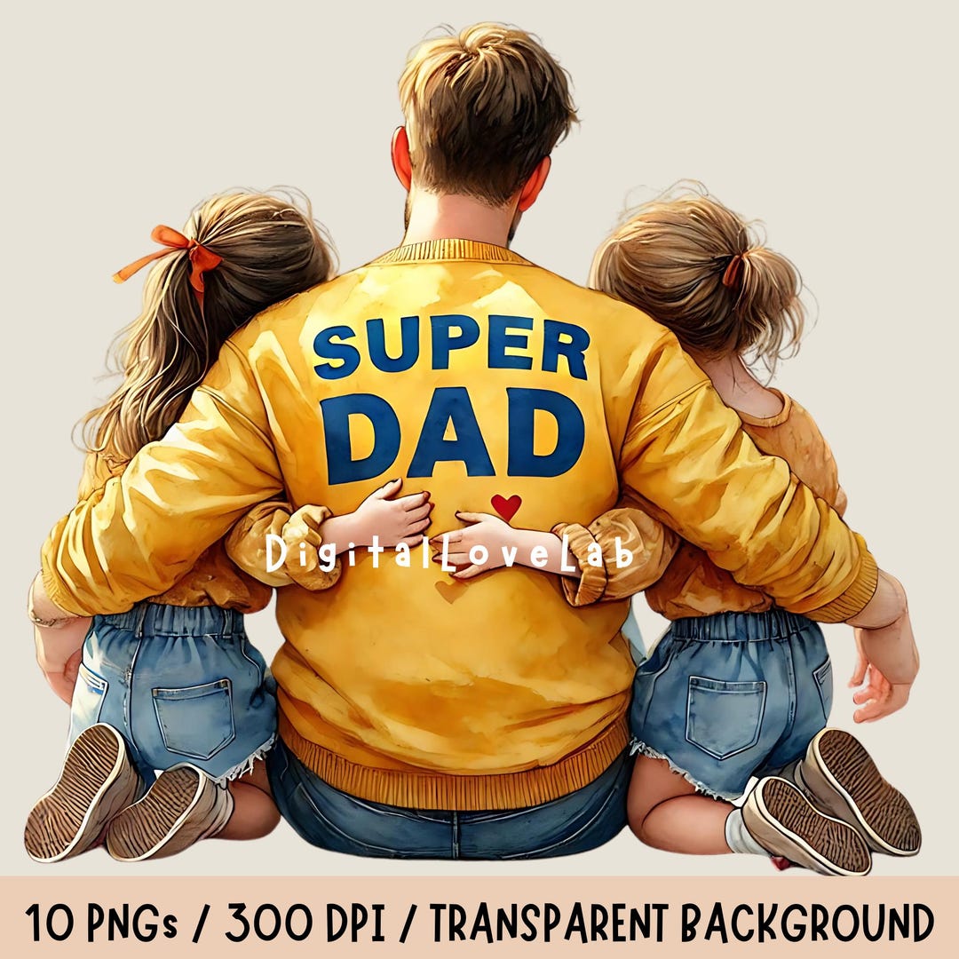 Super Dad Clipart Set of 10 PNG, Happy Father's Day Clipart Bundle ...