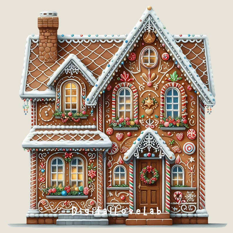Gingerbread House Clipart Set of 10 Clipart PNG Christmas Cookie ...