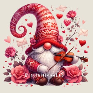 Valentine Music Gnome Set of 10 PNG Cliparts Valentines Gnome Clipart ...