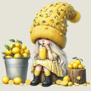 Watercolor Lemon Gnome Clipart, Lemon Gnome Clipart, Lemon Clipart ...