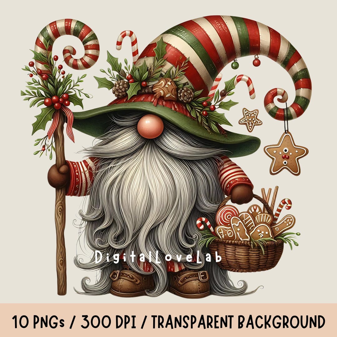 Christmas Gnome Clipart, Set of 10 PNG Cliparts, Christmas Clipart ...