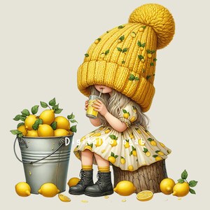 Watercolor Lemon Gnome Clipart, Lemon Gnome Clipart, Lemon Clipart ...