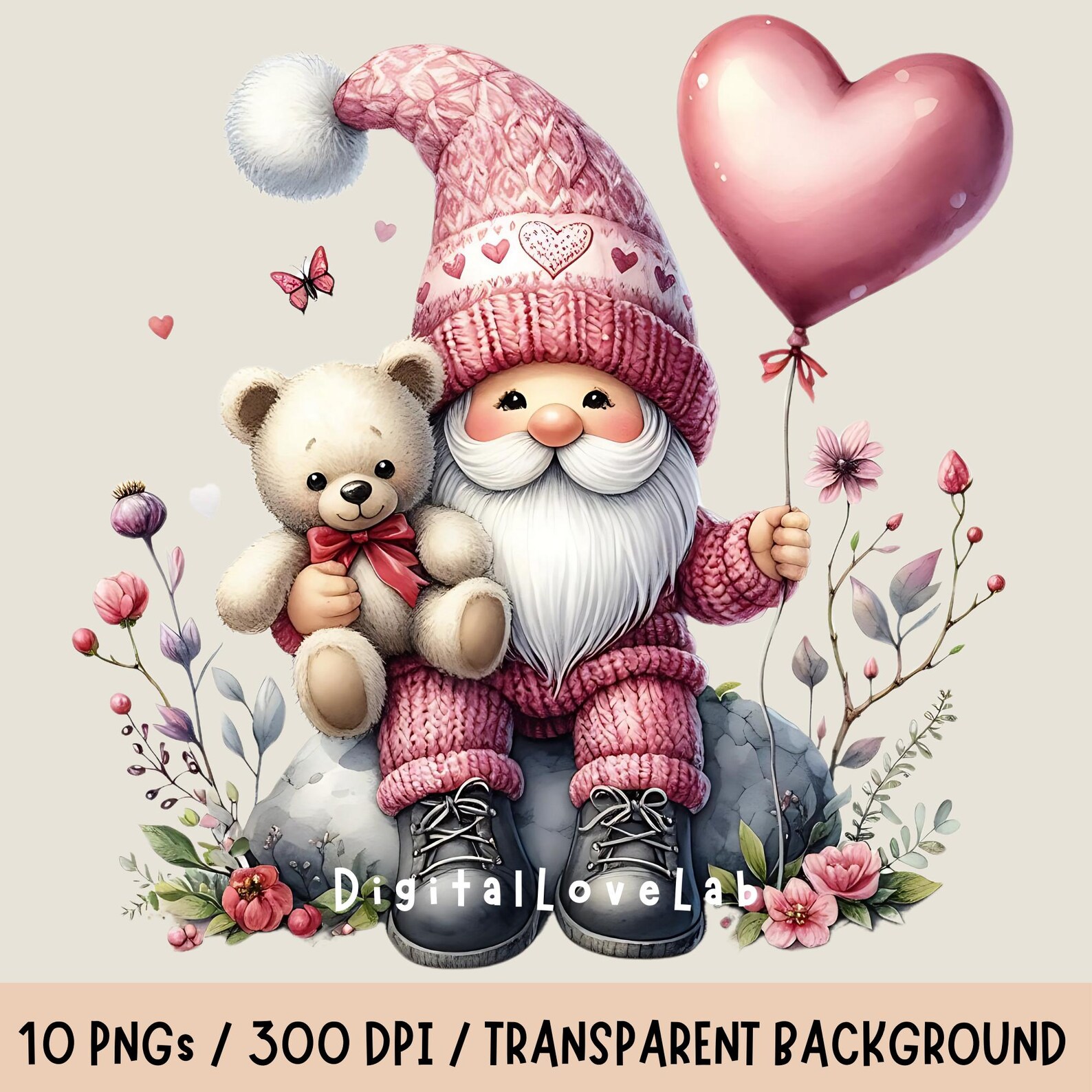 Valentines Gnome Clipart Bundle, Valentines Clipart, Valentines Png ...