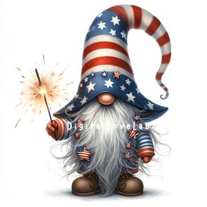 Patriotic Gnome Clipart Set of 10 JPG, 4th of July Independence Day ...
