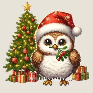 Christmas Owl Clipart PNG Set of 10 Christmas Art, Journaling ...