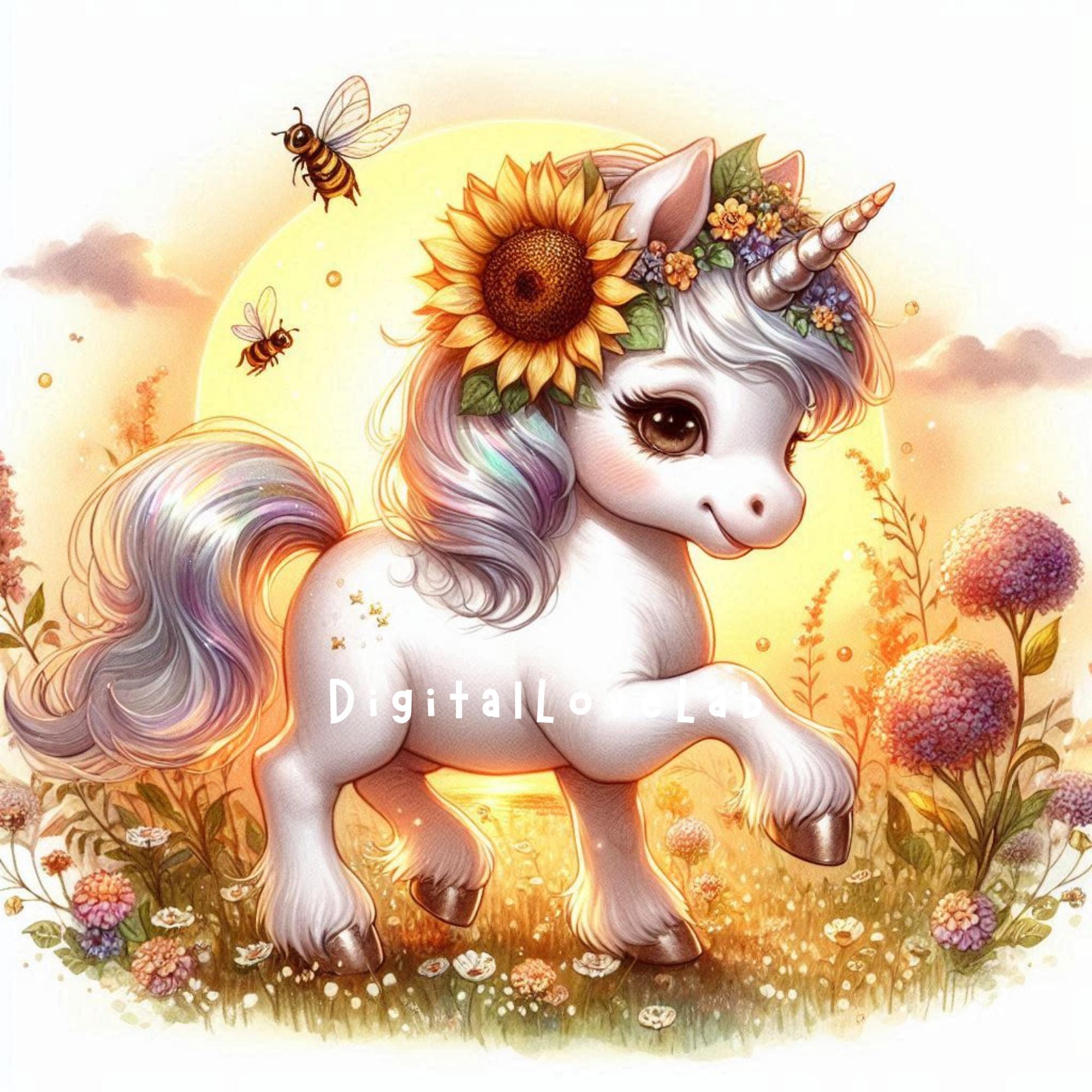 Mariglow Unicorn Clipart Set of 10 JPG Summer Unicorn Clipart, Nursery ...