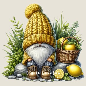 Watercolor Lemon Gnome Clipart, Lemon Gnome Clipart, Cute Gnome PNG ...