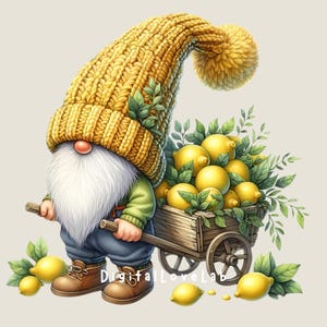 Watercolor Lemon Gnome Clipart, Lemon Gnome Clipart, Cute Gnome PNG ...