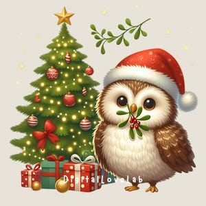 Christmas Owl Clipart PNG Set of 10 Christmas Art, Journaling ...
