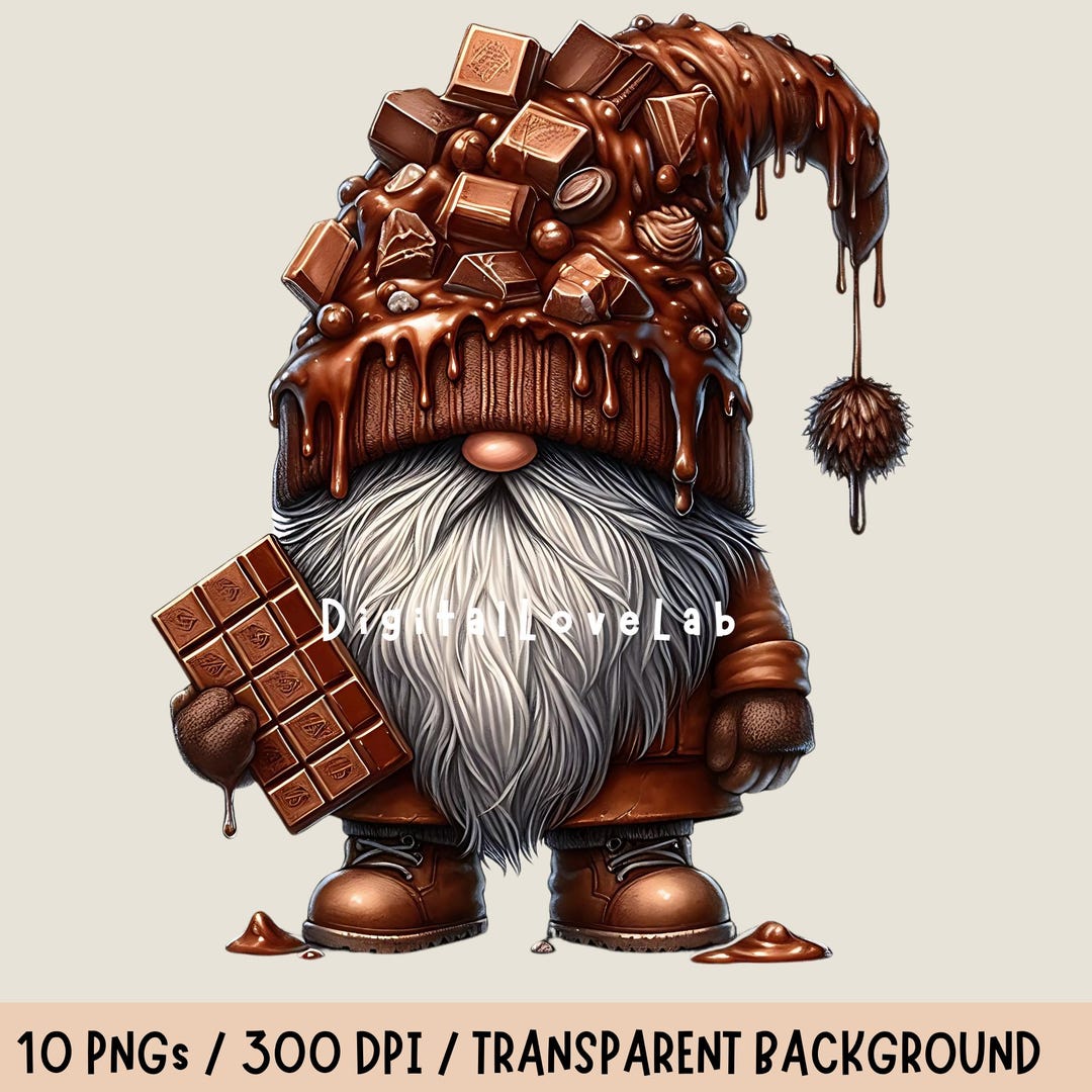Watercolor Chocolate Gnome Clipart Bundle Png, Chocolate Gnome ...