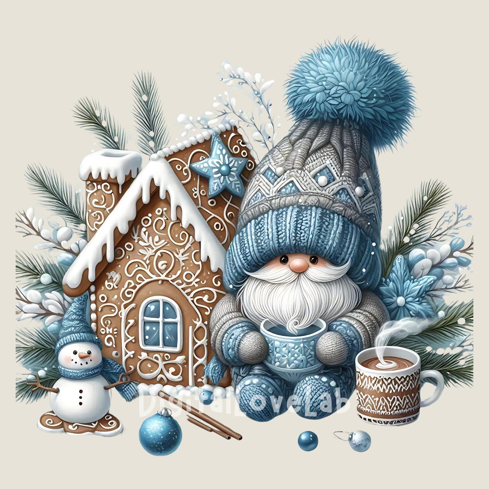 Whimsical Blue Gnome Clipart Bundle Png, Blue Gnome Clipart, Christmas ...