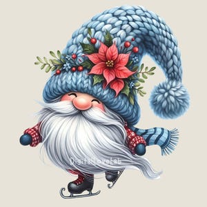 Christmas Gnome Skating Clipart PNG Set of 10 Winter Holiday Clipart ...