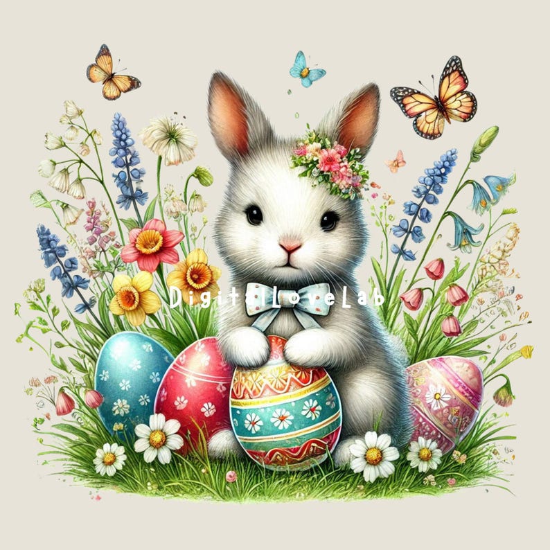 Easter Bunny Clipart Set of 10 PNG, Easter Clipart Png, Easter Png ...