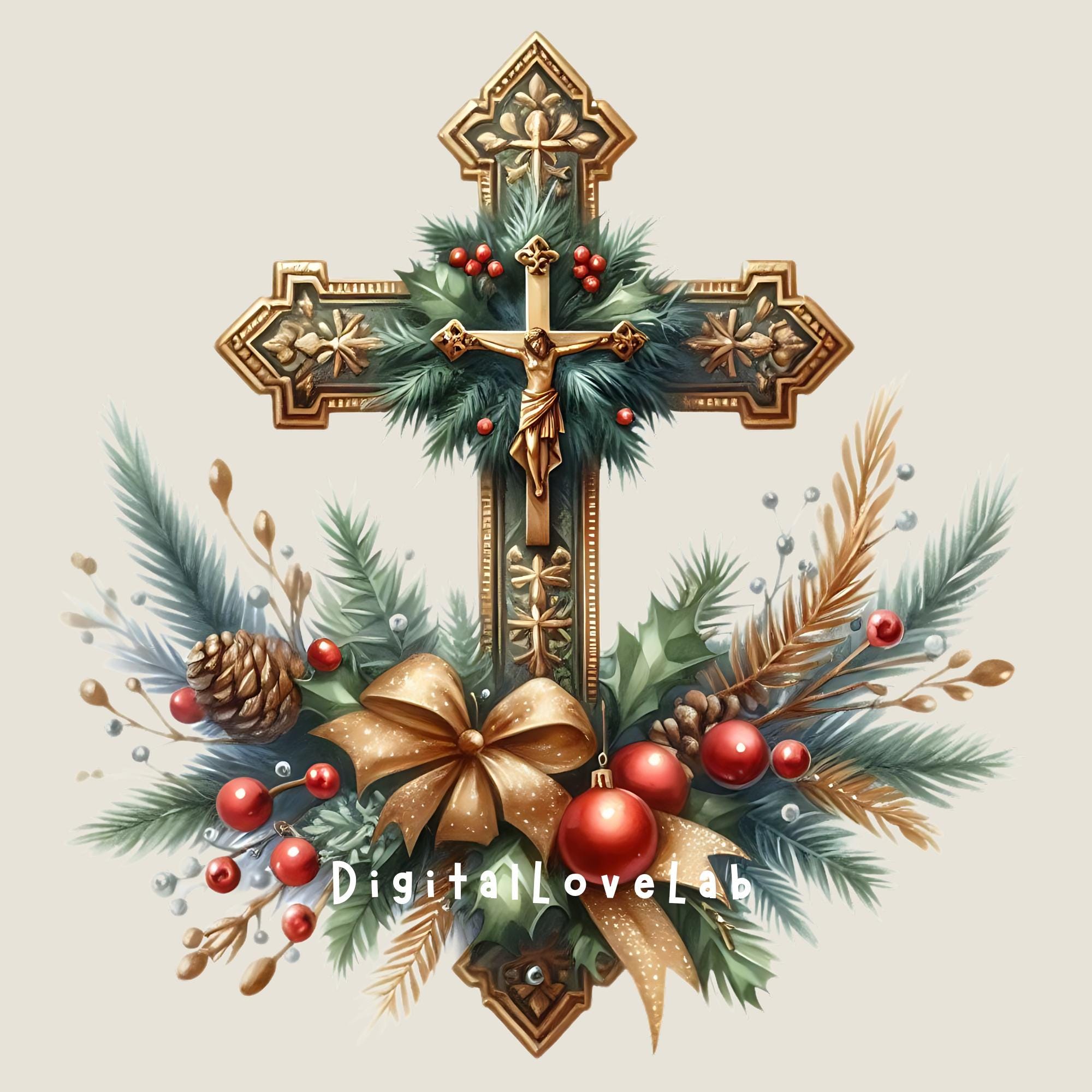 Christmas Cross Clipart Set of 10 Christmas Cross PNG Clipart Christmas ...
