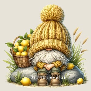 Watercolor Lemon Gnome Clipart, Lemon Gnome Clipart, Cute Gnome PNG ...