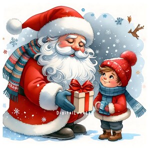 Uncle Santa and the Boy Clipart Set of 10 Clipart PNG Watercolor Santa ...