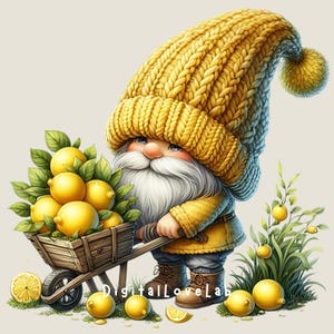 Watercolor Lemon Gnome Clipart, Lemon Gnome Clipart, Cute Gnome PNG ...
