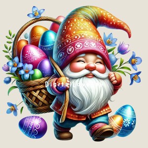 Easter Gnome Clipart Set of 10 PNG, Easter Gnome, Garden Clipart Png ...