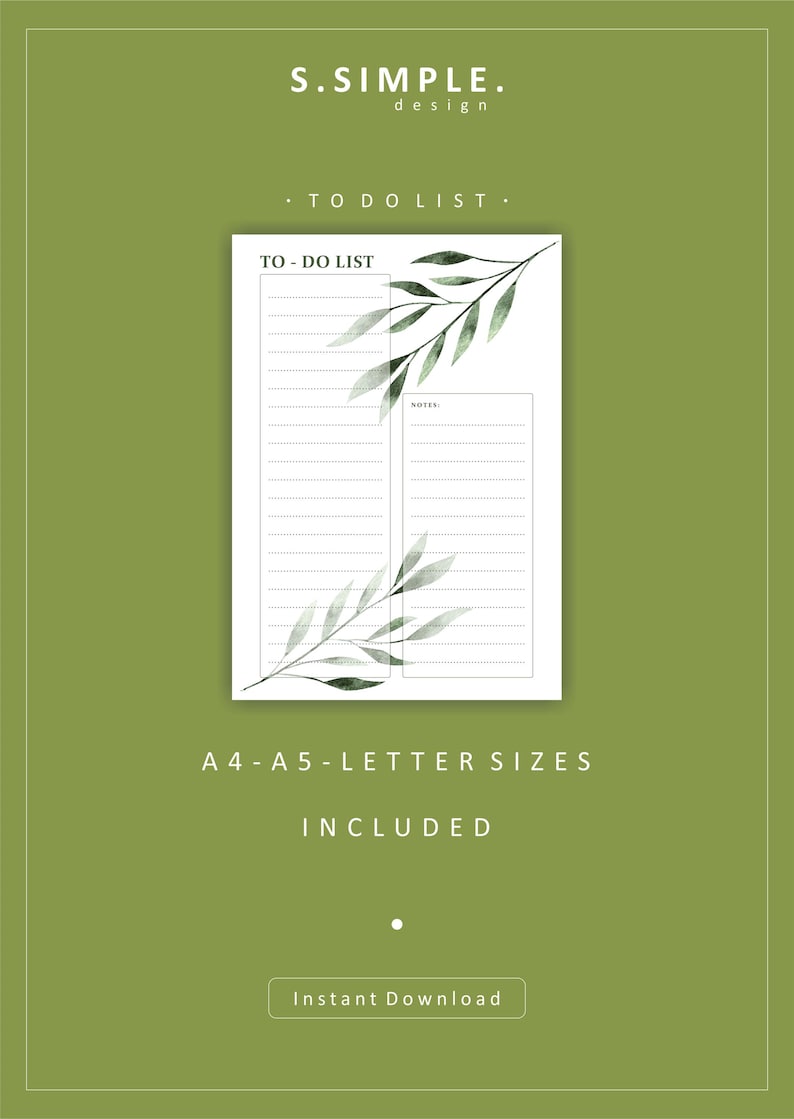 Minimal To-do List | Printable PDF (a4,a5,letter) - Etsy