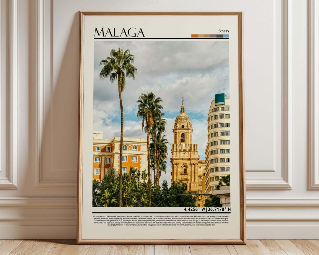 Malaga Spain Wall Art | Malaga Poster | Andalusia Travel Print | Malaga ...