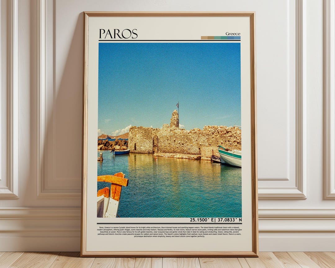 Paros Poster Art | Greece Travel Art Print | Europe Wall Hanging Home ...