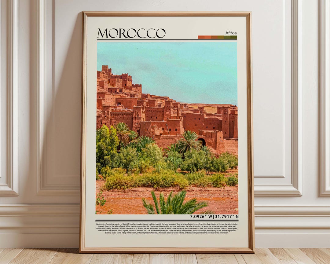 Morocco Adobe Kasbah Art | Morocco Landscape Poster | North Africa ...