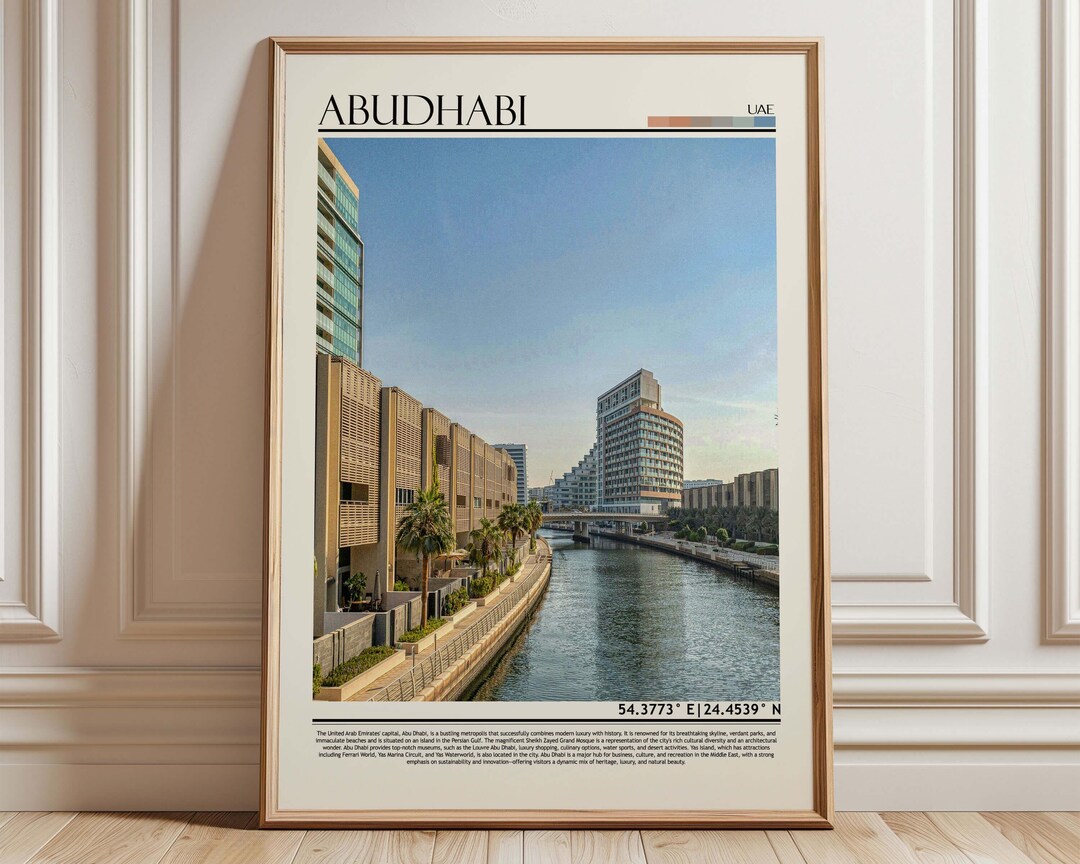 Abu Dhabi Wall Art Print, UAE City Poster With Modern Architecture ...