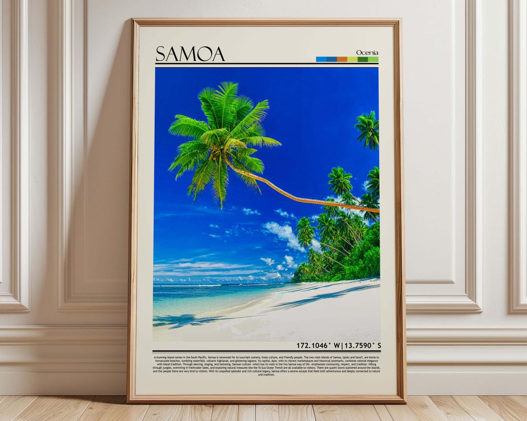 Samoa Tropical Beach Paradise Wall Art, Palm Trees & White Sand Island ...