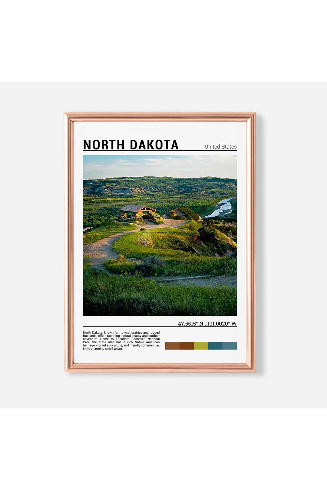 North Dakota Print,north Dakota Poster, North Dakota Wall Art, USA ...
