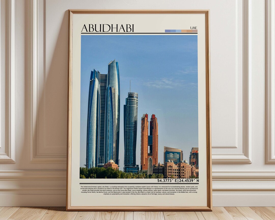 Abu Dhabi Skyline Wall Art Print| UAE Travel Poster| Middle East ...