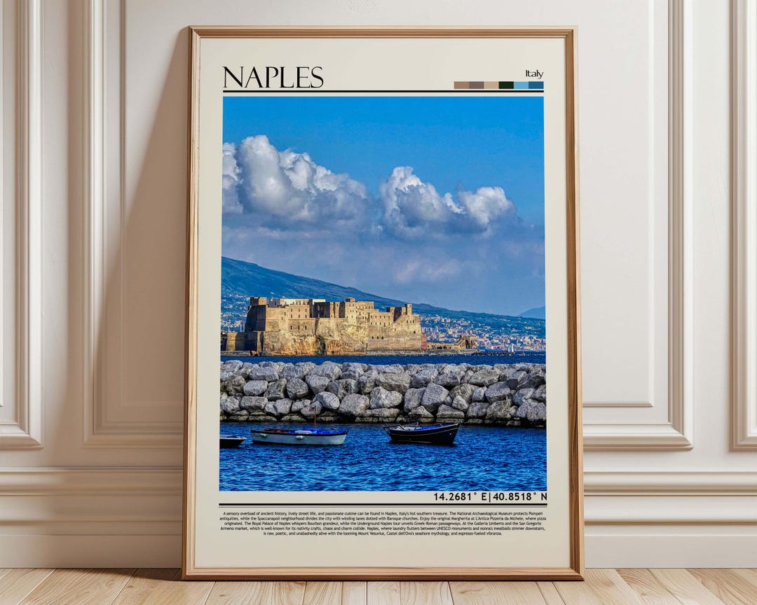 Naples Italy Coastline Art | Naples Poster | Naples Travel Poster ...