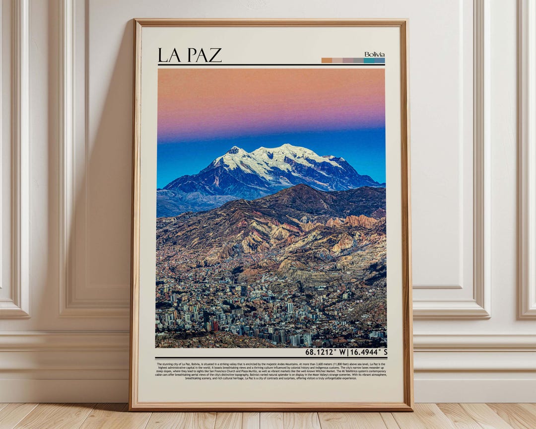 La Paz Bolivia Wall Art | Bolivia Mountain View Poster | Bolivia Travel ...