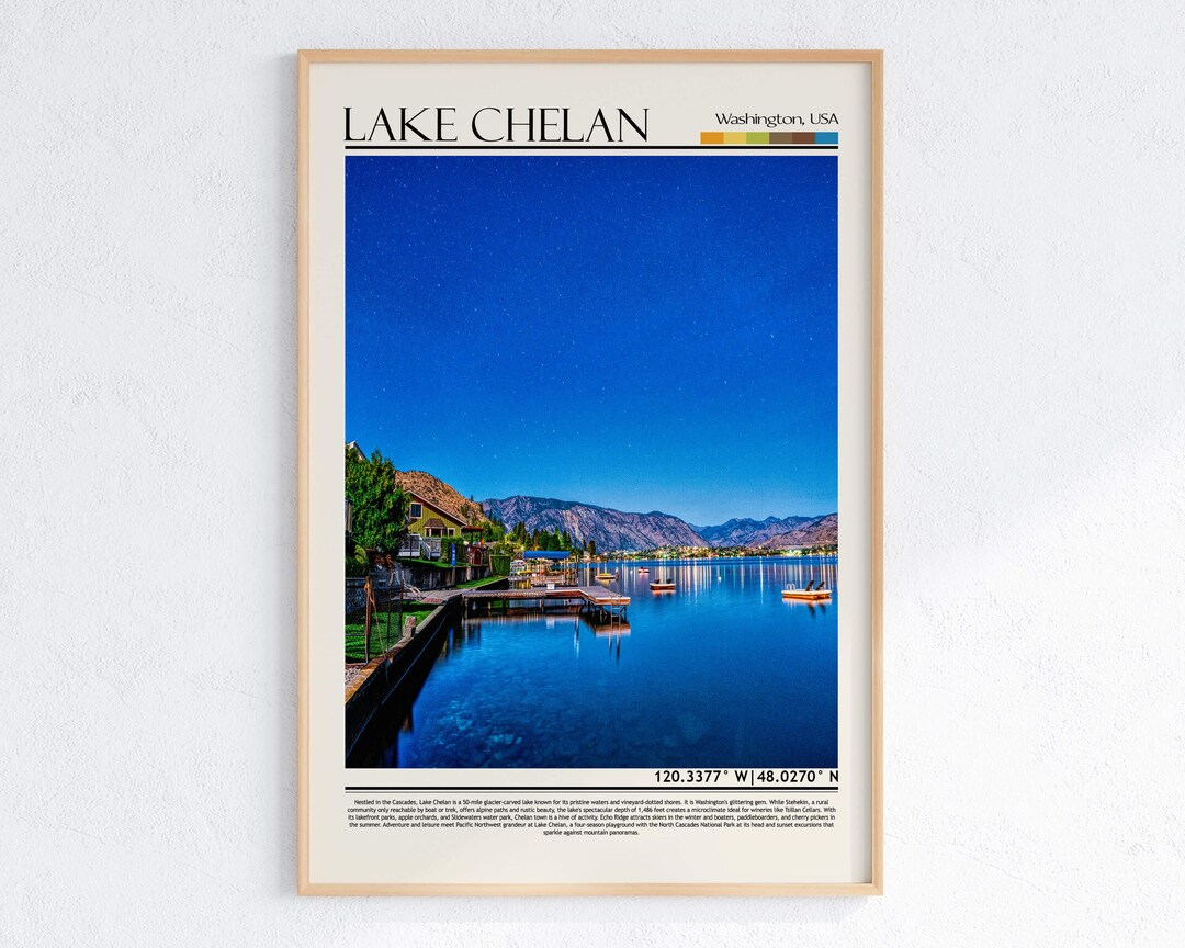 Lake Chelan Washington Wall Art, Serene Lake Landscape Print , Lake ...