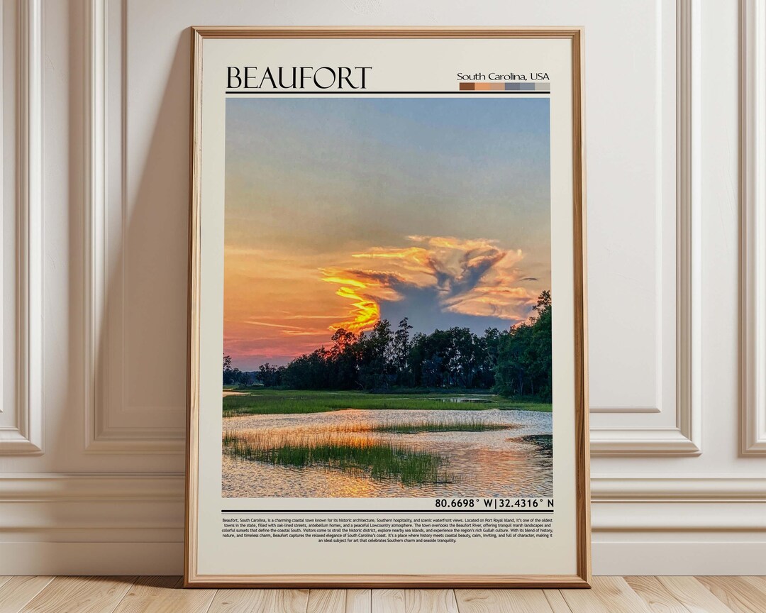 Beaufort South Carolina Poster |lowcountry Sunset Wall Art | Beaufort ...
