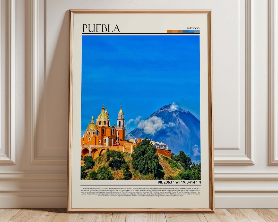Póster de Puebla, México / Arte mural de la pirámide de Cholula ...