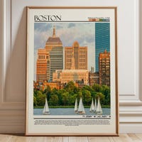 Boston Skyline, Print, Boston Massachusetts Skyline, Watercolor Print ...